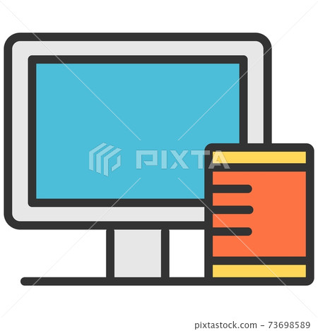Computer desktop and system unit flat vector icon - Stock Illustration ...
