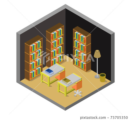 isometric library-插圖素材 [73705350] - PIXTA圖庫