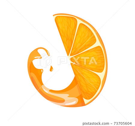Fresh ripe orange. Piece fruit without leaves.... - Stock Illustration ...