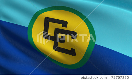 Flag of CARICOM or Caribbean Community. 3D... - Stock Illustration ...