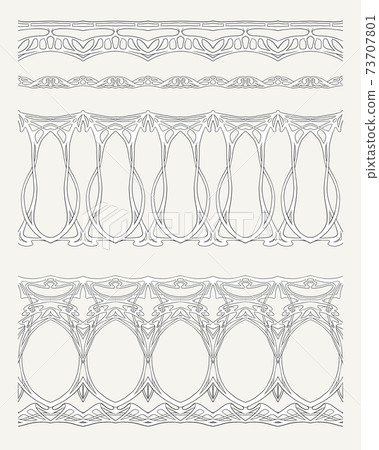 Set of Seamless borders. Outline vector... - Stock Illustration ...
