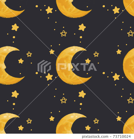 Seamless pattern of moon and stars on - Stock Illustration [73710024 ...