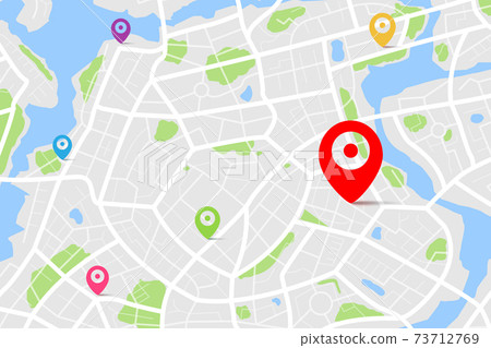 3D top view of a map with destination location... - Stock Illustration ...