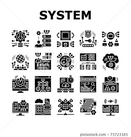 System Work Process Collection Icons Set Vector - Stock Illustration ...