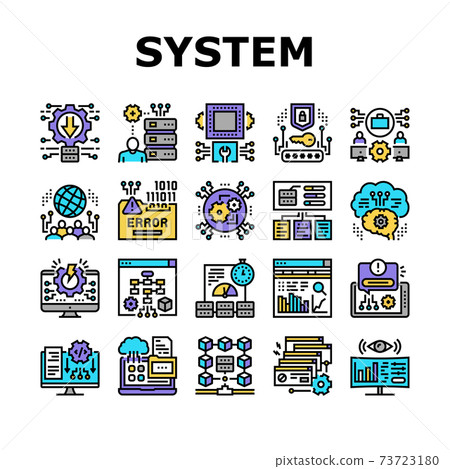 System Work Process Collection Icons Set Vector - Stock Illustration ...