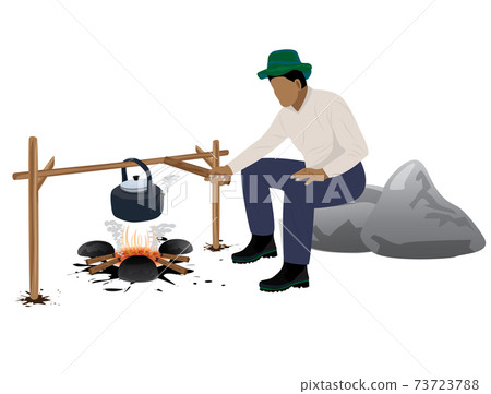 isolated man camping vector design - Stock Illustration [73723788] - PIXTA