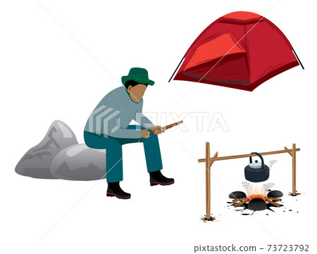 isolated man camping vector design - Stock Illustration [73723792] - PIXTA
