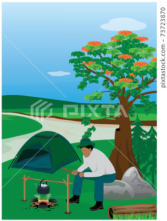 camping man vector design - Stock Illustration [73723870] - PIXTA