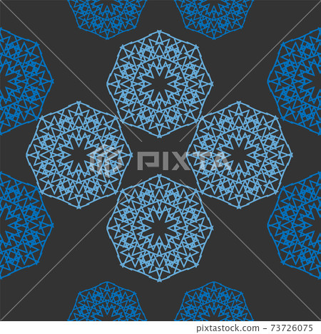 seamless pattern with blue line flowers in grey... - Stock Illustration ...