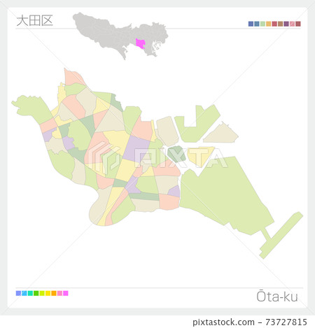 Ota-ku, Ōta-ku, color-coded, no town name (Tokyo) - Stock Illustration ...