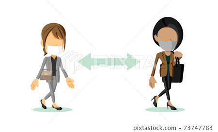 Illustration of two women in suits commuting at... - Stock Illustration ...