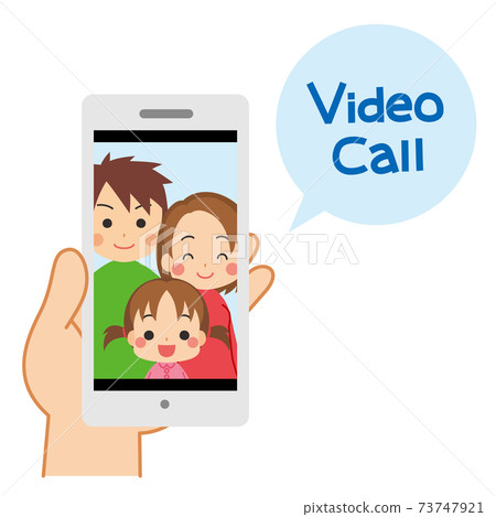 Video call Cute family illustration Smartphone... - Stock Illustration ...