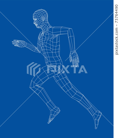Wireframe running man. Vector - Stock Illustration [73764490] - PIXTA