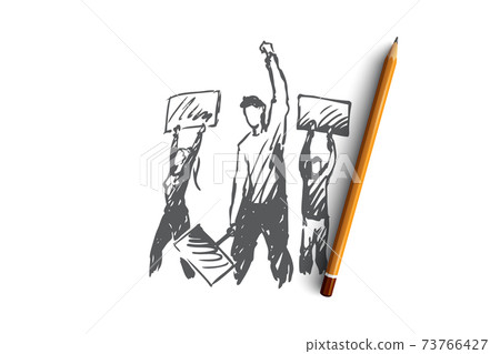 Demonstration, riots, rallies concept. Hand... - Stock Illustration ...