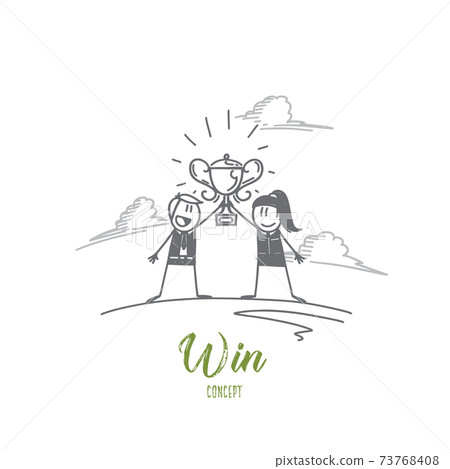 Win concept. Hand drawn isolated vector. - Stock Illustration [73768408 ...