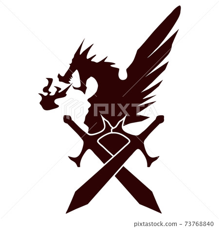 Two swords and a dragon emblem - Stock Illustration [73768840] - PIXTA