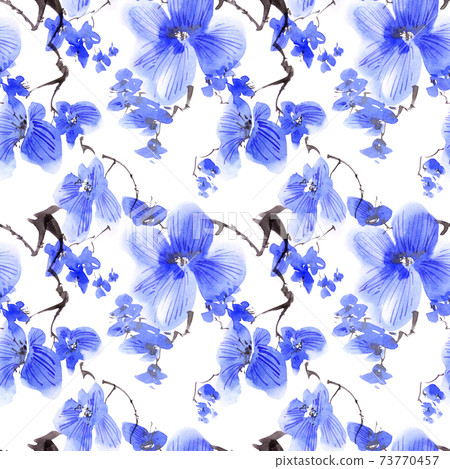 Blue flowers pattern - Stock Illustration [73770457] - PIXTA