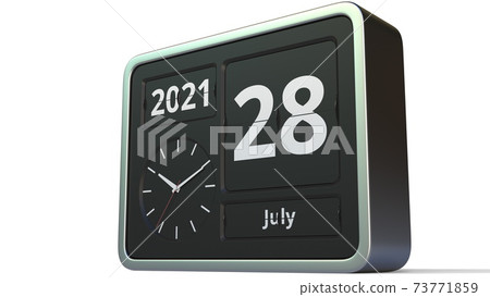 July 28 date on the flip clock calendar, 3d... - Stock Illustration ...