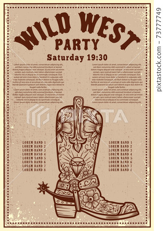 Wild west party. Poster template with cowboy... - Stock Illustration ...