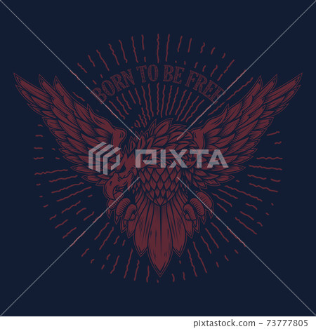 Born to be free. Eagle illustration on grunge... - Stock Illustration ...
