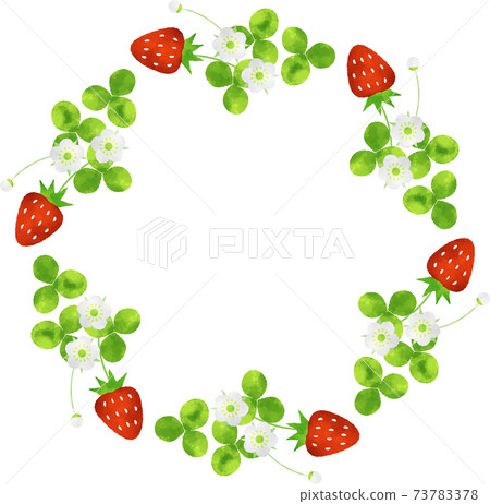 Strawberry circular frame watercolor style - Stock Illustration ...