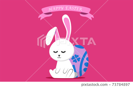 Happy easter day, white bunny are sleeping on eggs - Stock Illustration ...