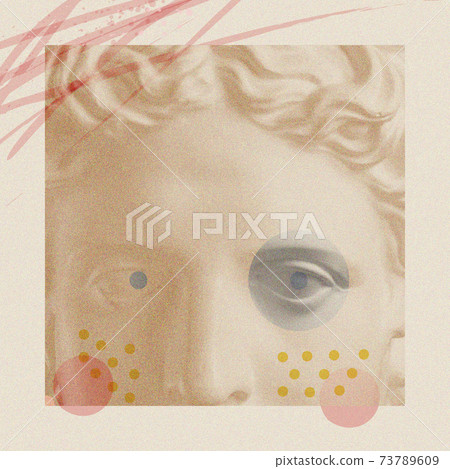 Art collage with antique sculpture of Apollo... - Stock Illustration ...