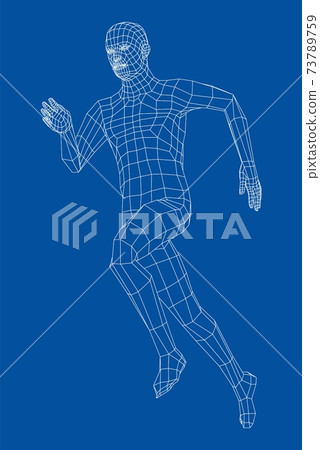 Wireframe running man. Vector - Stock Illustration [73789759] - PIXTA