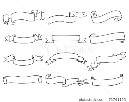 Simple ribbon line art with a hand-drawn touch - Stock Illustration ...