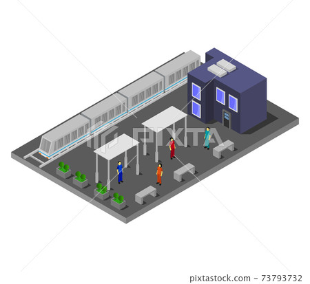 isometric train station - Stock Illustration [73793732] - PIXTA