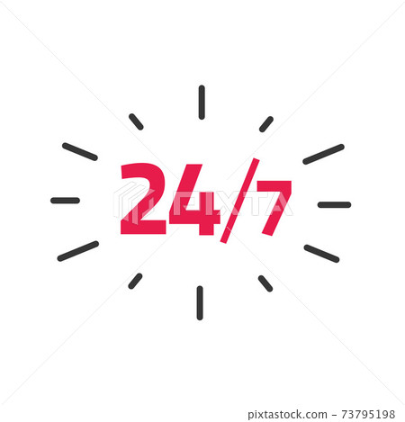 24-7 service label vector, 24 hours by 7 days a... - Stock Illustration ...