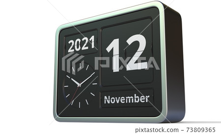 November 12 date on the flip clock calendar, 3d... - Stock Illustration ...