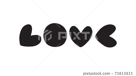 Handwritten vector logo text LOVE and heart... - Stock Illustration ...