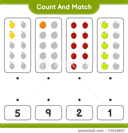 Count and match, count the number of Fruits and... - Stock Illustration ...