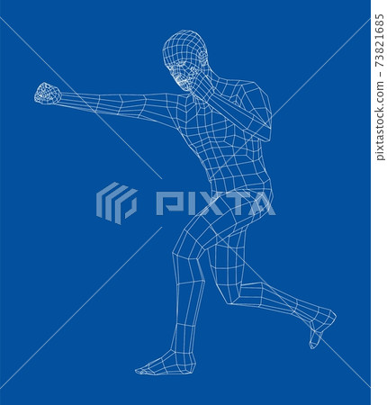Wireframe boxing man. Vector-插圖素材 [73821685] - PIXTA圖庫