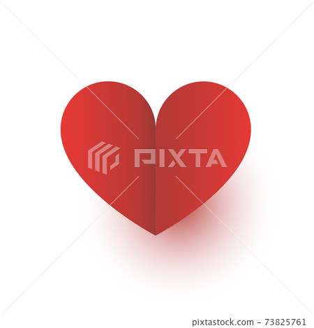 Red heart paper icon symbol on white background... - Stock Illustration ...