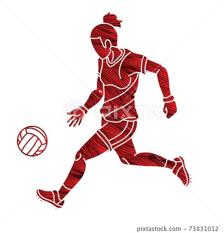Gaelic Football Female Player Cartoon Graphic... - Stock Illustration ...