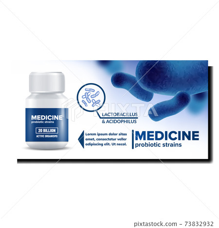 Medicine Probiotic Strains Promotion Poster Vector - Stock Illustration ...