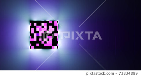 square block cube with pixel optic and glowing... - Stock Illustration ...