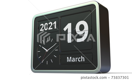 March 19 date on the retro flip clock calendar,... - Stock Illustration ...