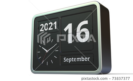September 16 date on the flip clock calendar,... - Stock Illustration ...