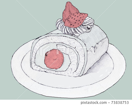 Roll cake light blue back - Stock Illustration [73838753] - PIXTA