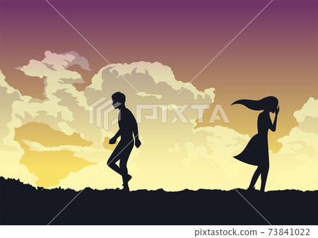couple breaking up with sad emotion - Stock Illustration [73841022] - PIXTA