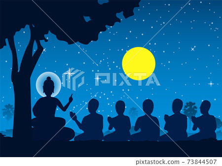 Lord of Buddha sermon to five ascetics and was... - Stock Illustration ...
