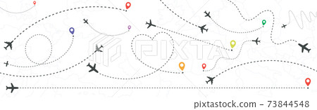 A selection of different air routes on a white...-插圖素材 [73844548] - PIXTA圖庫