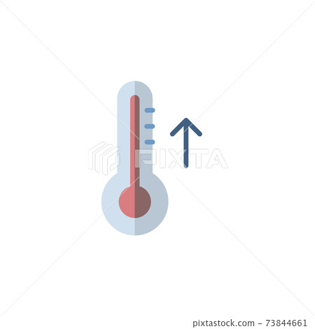 Thermometer. Rise temperature. Flat icon.... - Stock Illustration ...