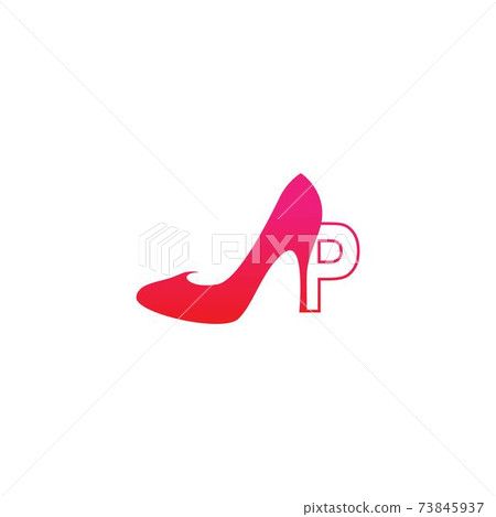 Letter P with Women shoe, high heel logo icon... - Stock Illustration ...