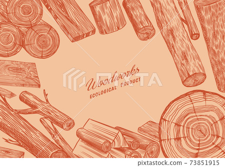 Wood poster or banner. Planks and logs, lumber... - Stock Illustration ...