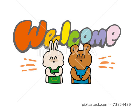 Welcome to WELCOME Welcome Bear Rabbit - Stock Illustration [73854489 ...