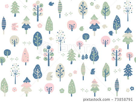 Scandinavian handwritten spring tree pattern - Stock Illustration ...